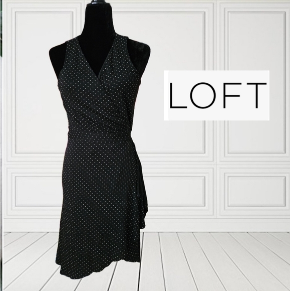 LOFT | Dresses | Loft Black White Polka Dot Wrap Dress | Poshmark